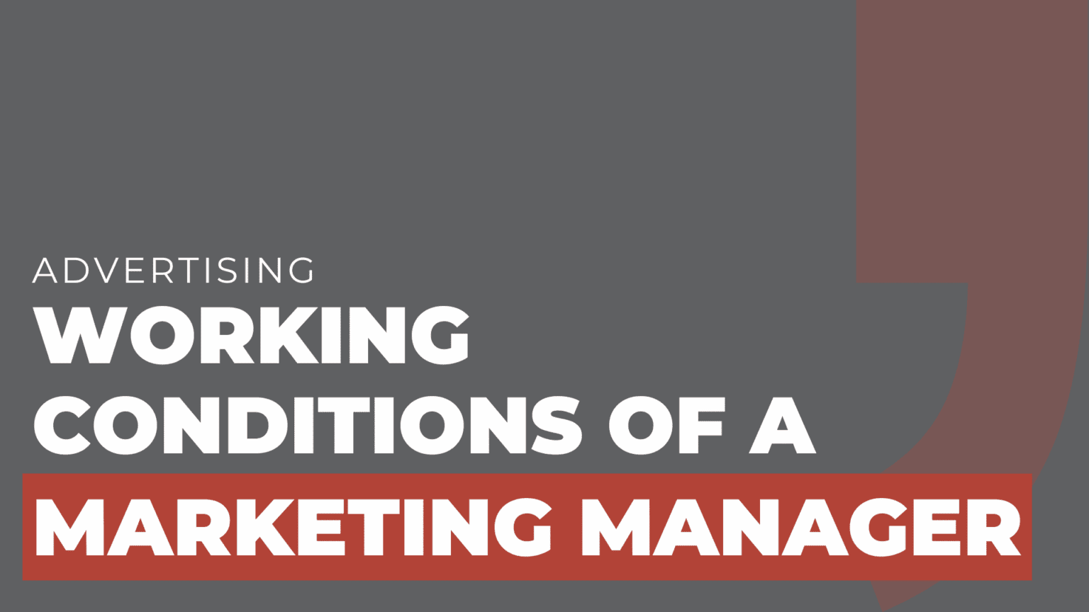 Working Conditions of a Marketing Manager - MOCK, the agency